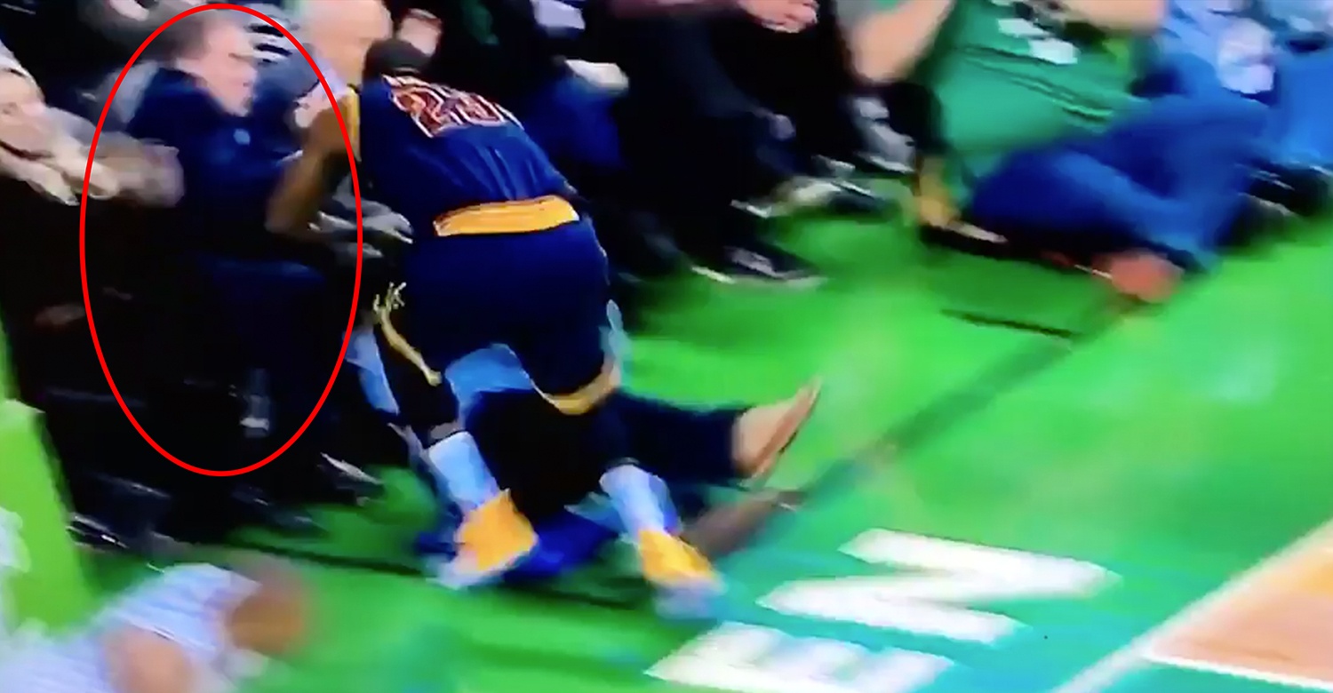 LeBron James crashes into Bill Belichick at Celtics-Cavs game